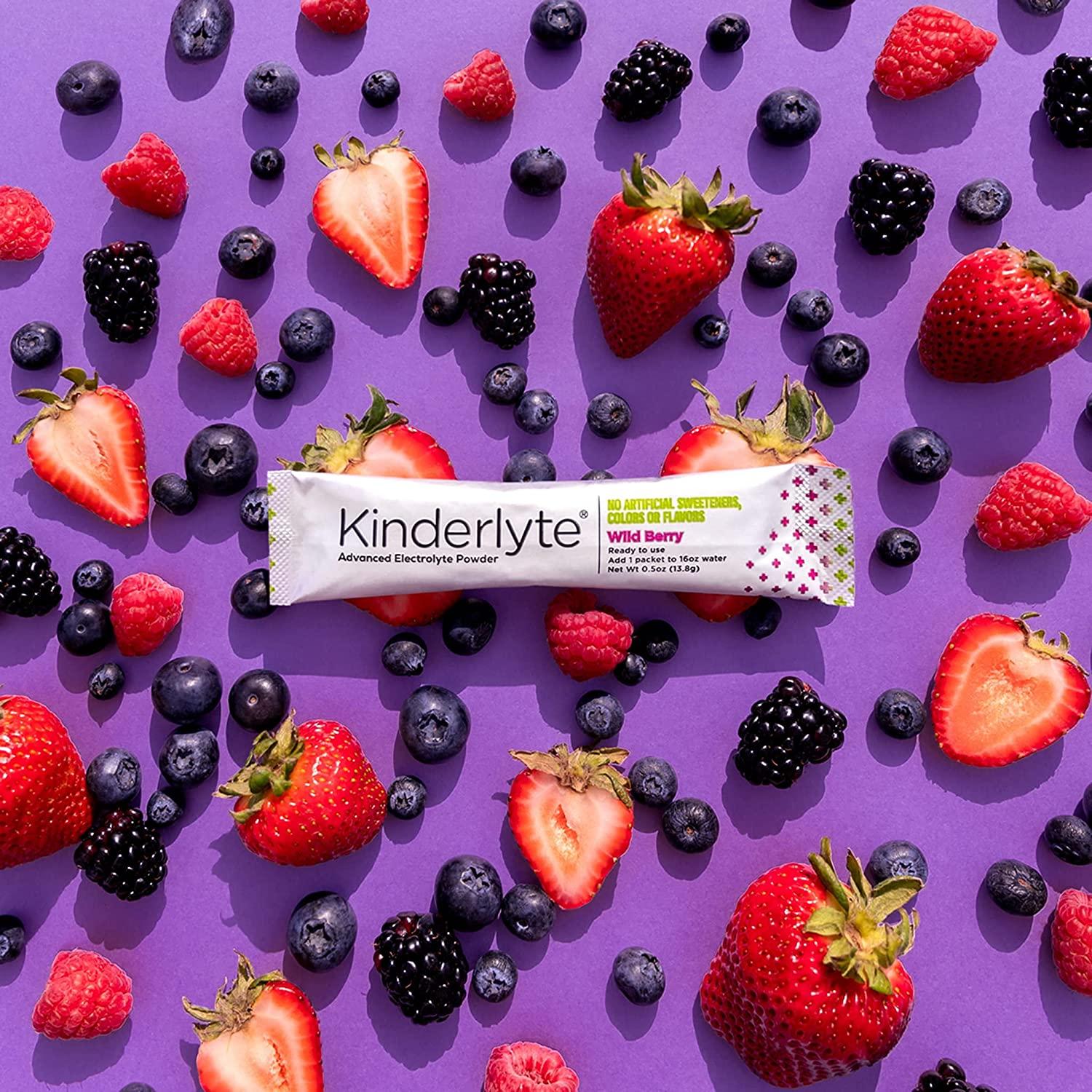 Kinderlyte Electrolyte Powder - Wild Berry 16 Count Easy Open Packets ...