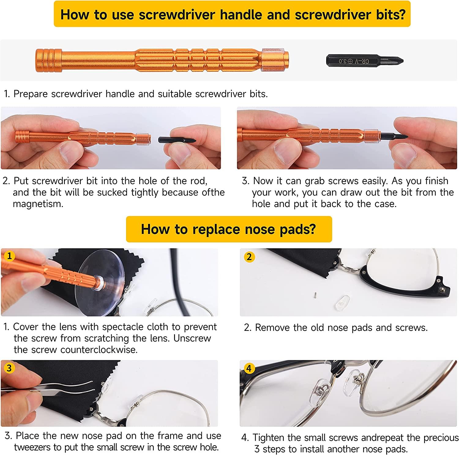 Upgraded Magnetic Eyeglass Repair Kit with Magnifying Glass Tool and 12 ...