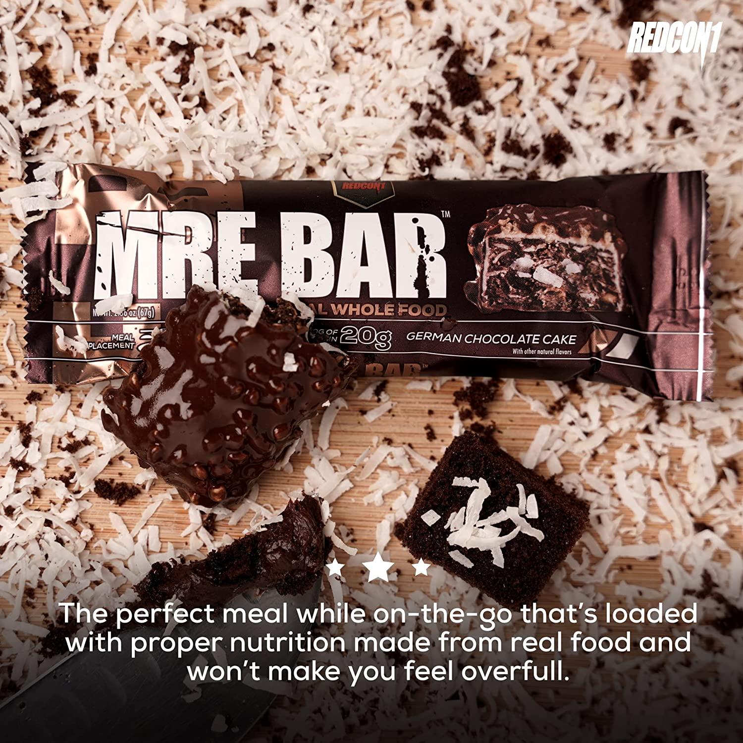 Redcon1 MRE Bar - German Chocolate Cake, 12 Bars - 20G Protein, Real Whole Food Ingredients ...