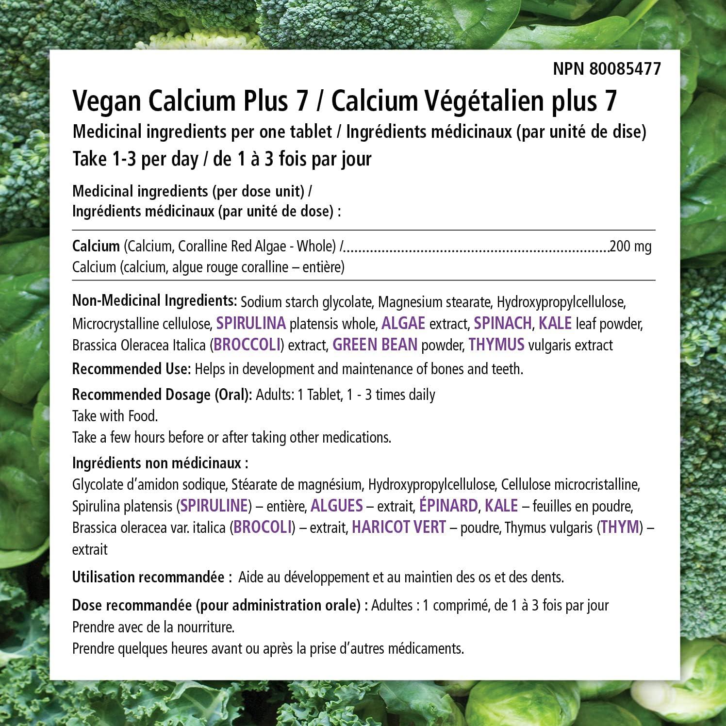 VEGANLY Vegan Calcium Plus 7 - Plant-Based Supplement for Healthy Bones ...