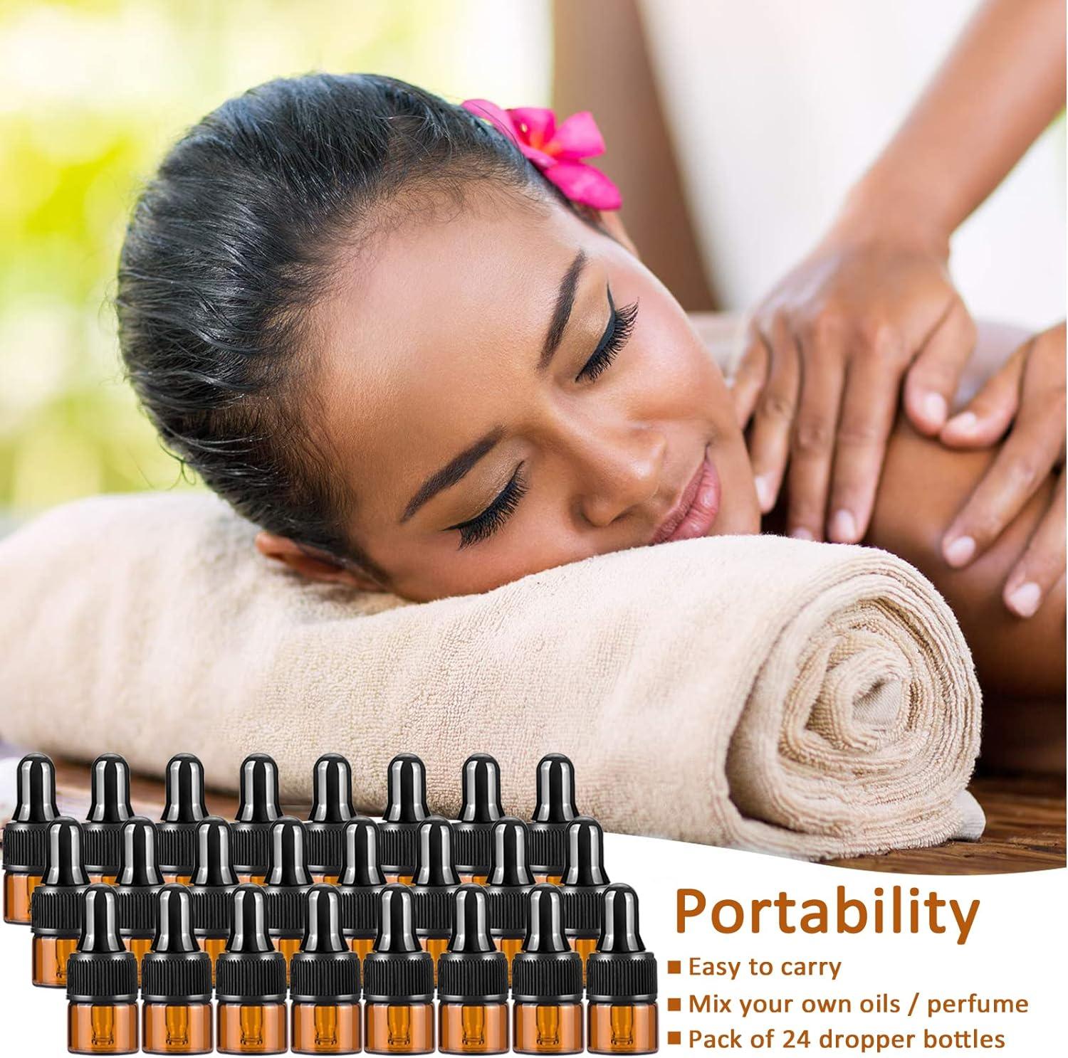 Alledomain 24Pcs 1Ml Amber Glass Sample Dropper Bottles Empty Mini ...