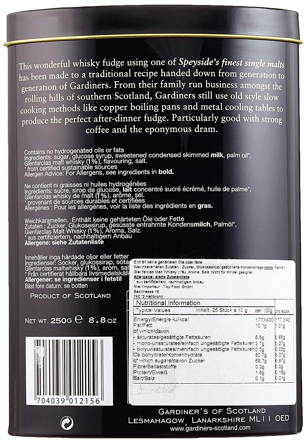 Gardiners Traditional Fudge with Glenfarclas Single Malt Scotch Whisky ...