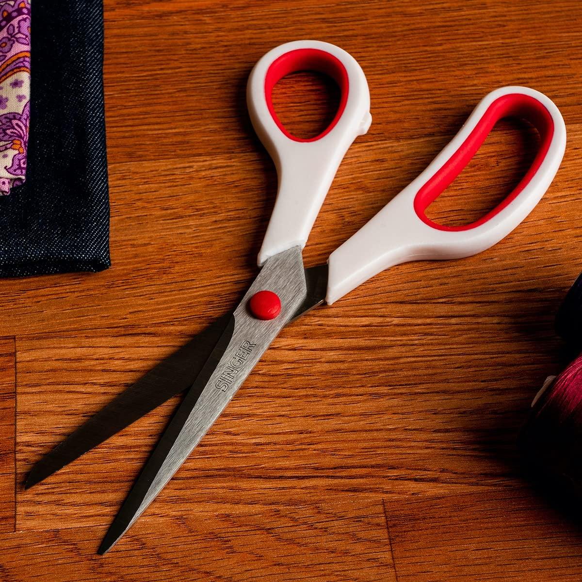 SINGER Fabric Scissors with Comfort Grip 1-pack Red & White 1-pack Scissors