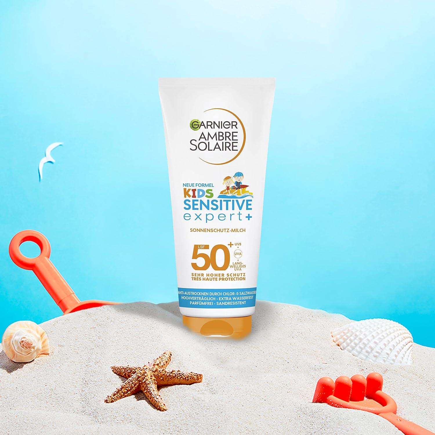 Garnier Kids Sun Milk LSF 50+ - High Protection Sunscreen for Children | Ambre Solaire 200 ml ...