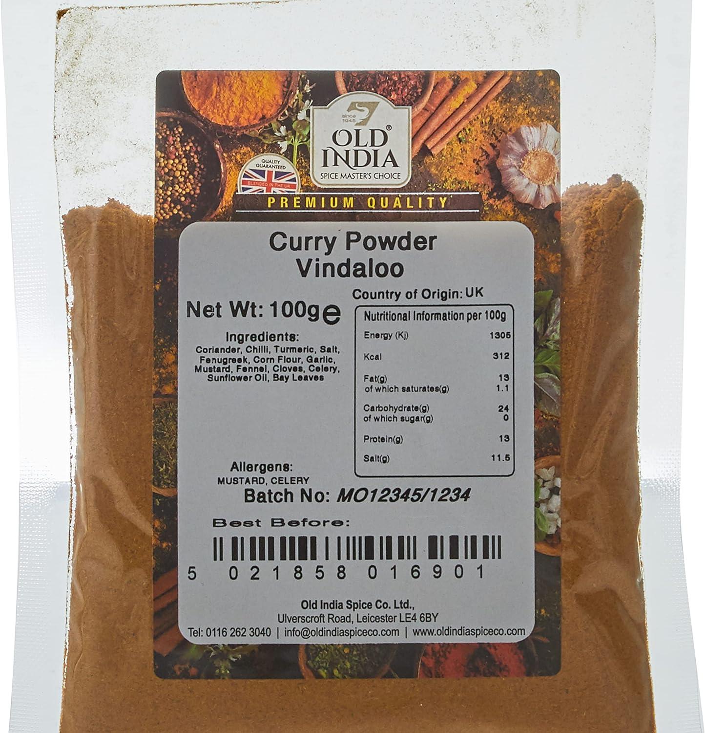 Old India Curry Powder Vindaloo 100g - Authentic Indian Spice Blend ...