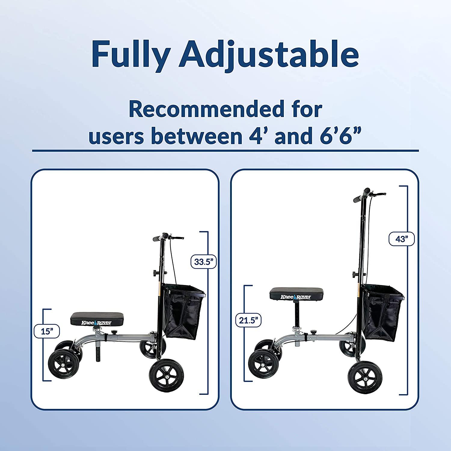 KneeRover Ultra Knee Walker - Lightweight Steerable Knee Scooter with ...