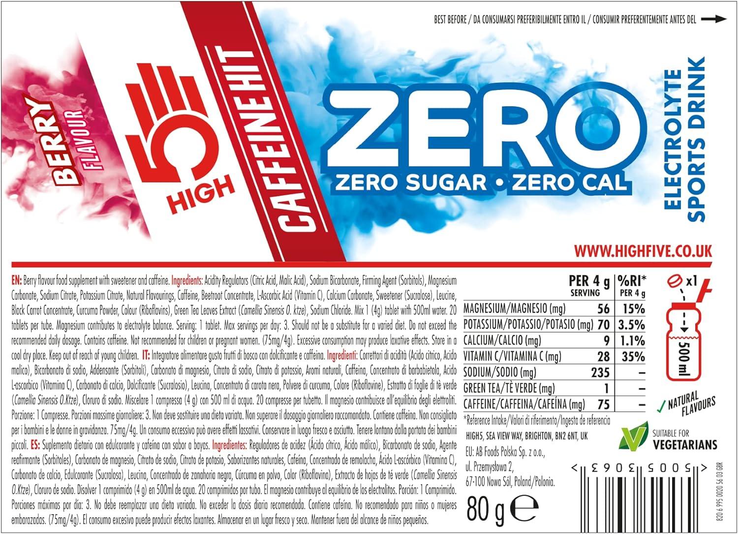 HIGH5 ZERO Caffeine Hit Electrolyte Hydration Tablets with Vitamin C ...