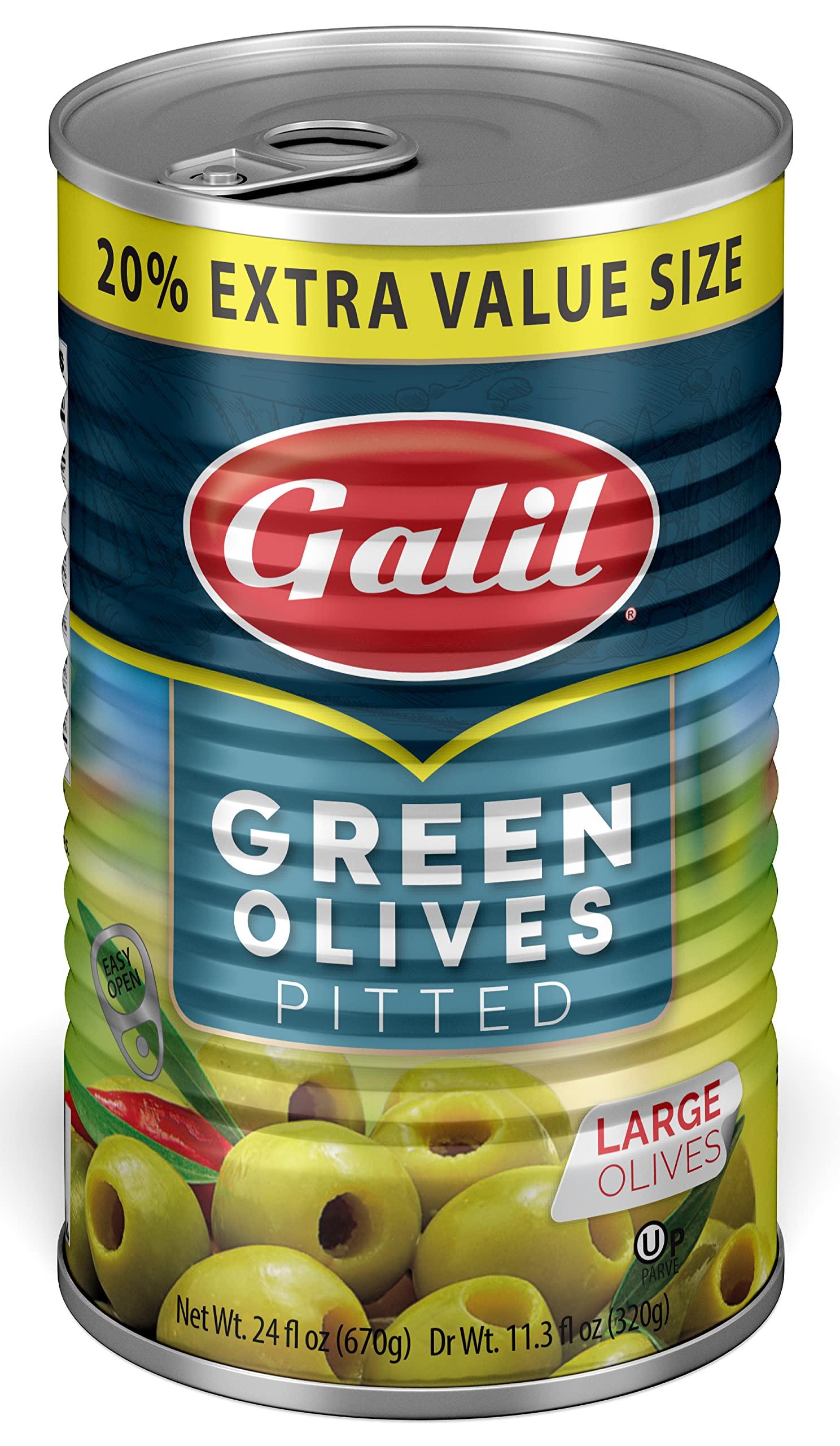 Galil Green Pitted Olives 24 Fl Oz (Pack of 6) - 20% Extra Value Size ...