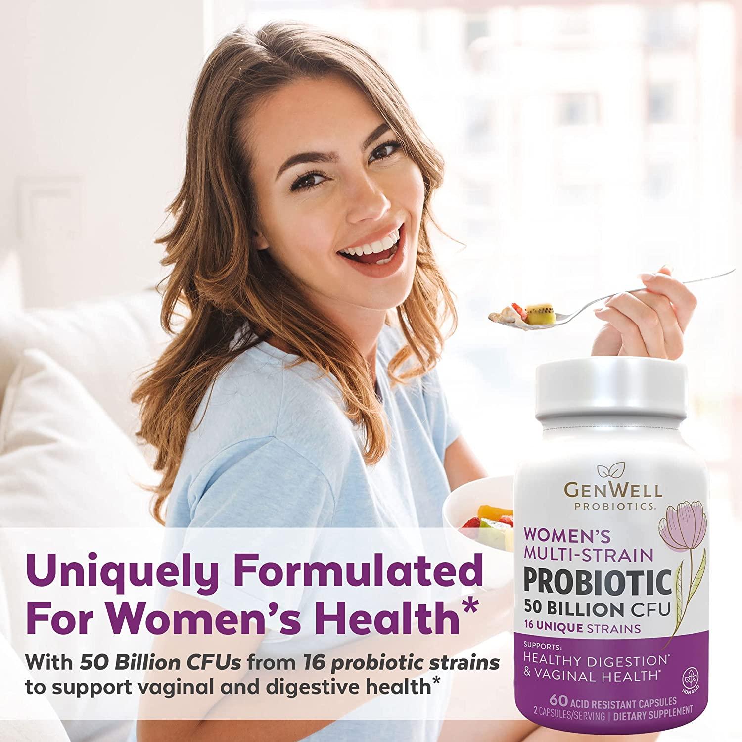 Women's Probiotics 50 Billion CFU & 16 Strains | 60 Capsules for Gut ...