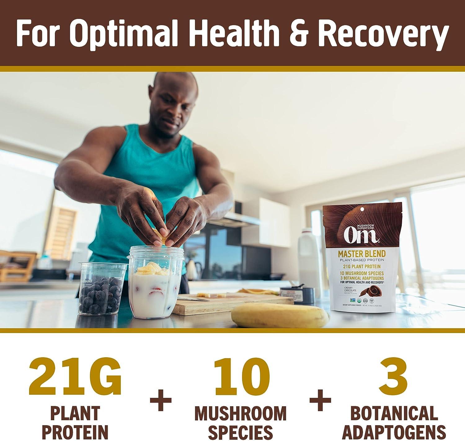 Om Mushroom Superfood Master Blend Plant-Based Protein Powder 19.26oz ...