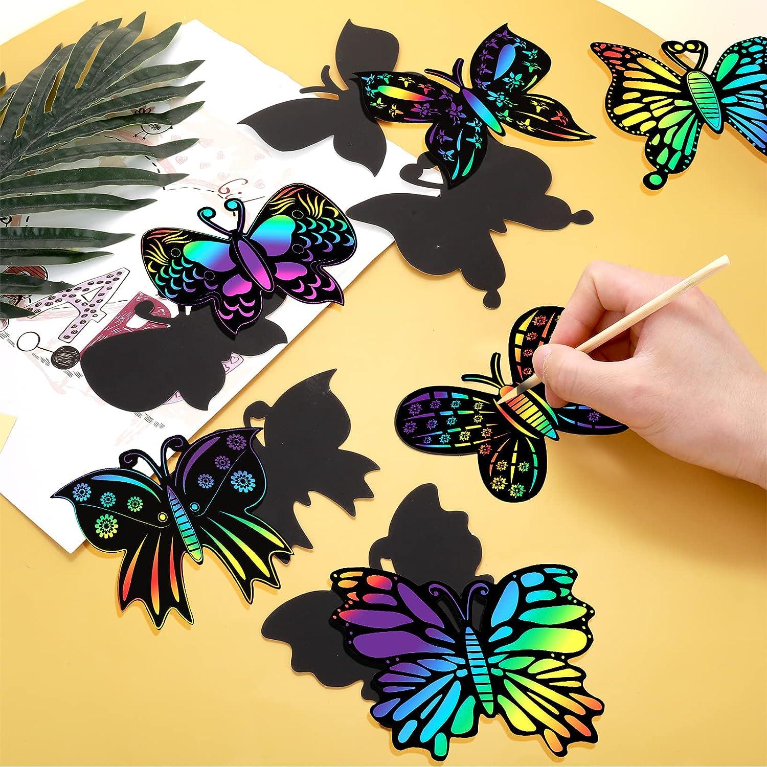 Lusofie 24 Pieces Butterfly Scratch Cards - Rainbow Spring Art Card ...