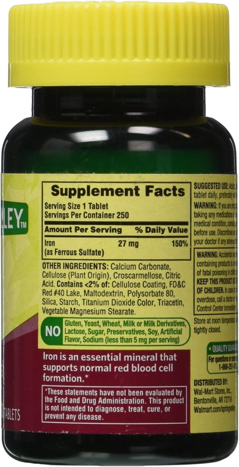 Spring Valley Iron 27mg - 250 Tablets | Essential Mineral Supplement ...