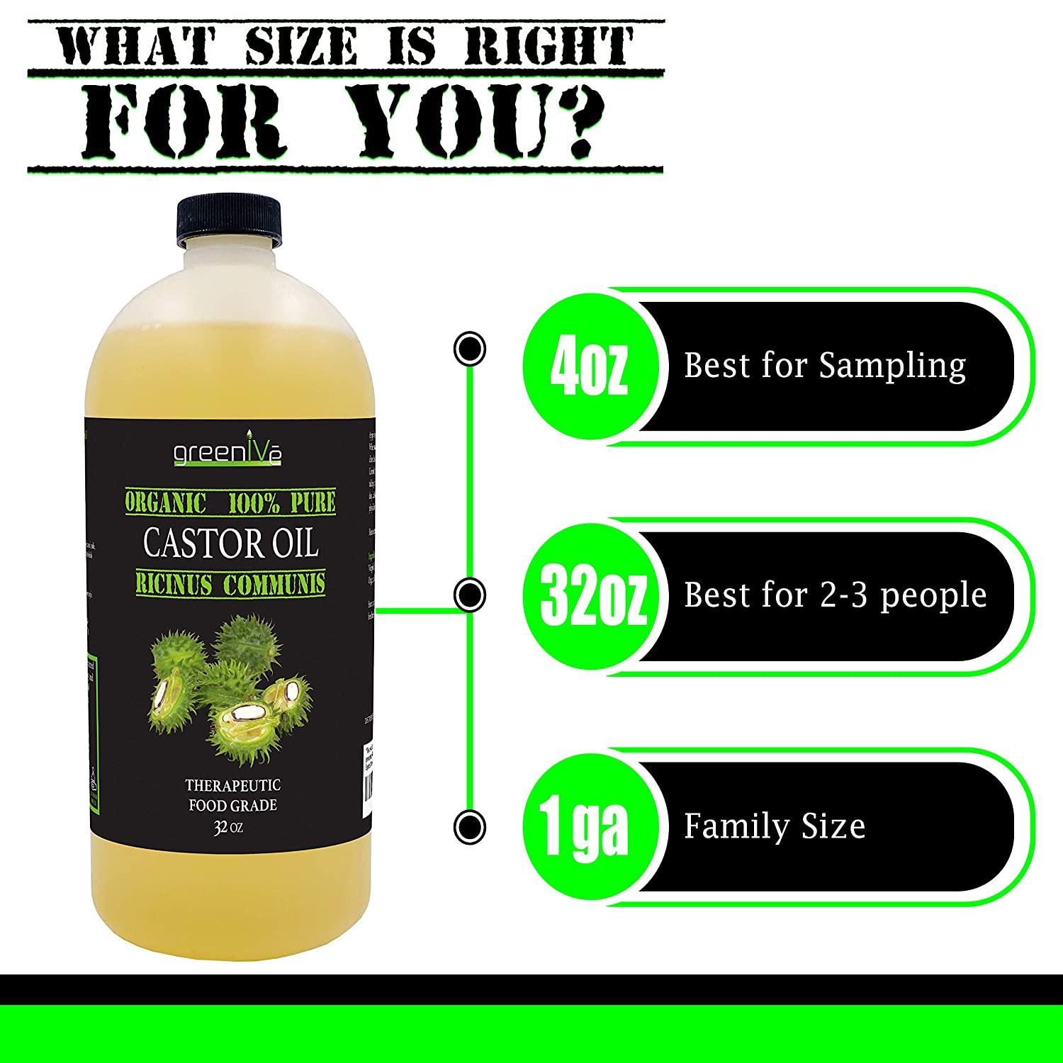 GreenIVe 100% Pure Cold Pressed Castor Oil - Hexane Free, 32 oz ...