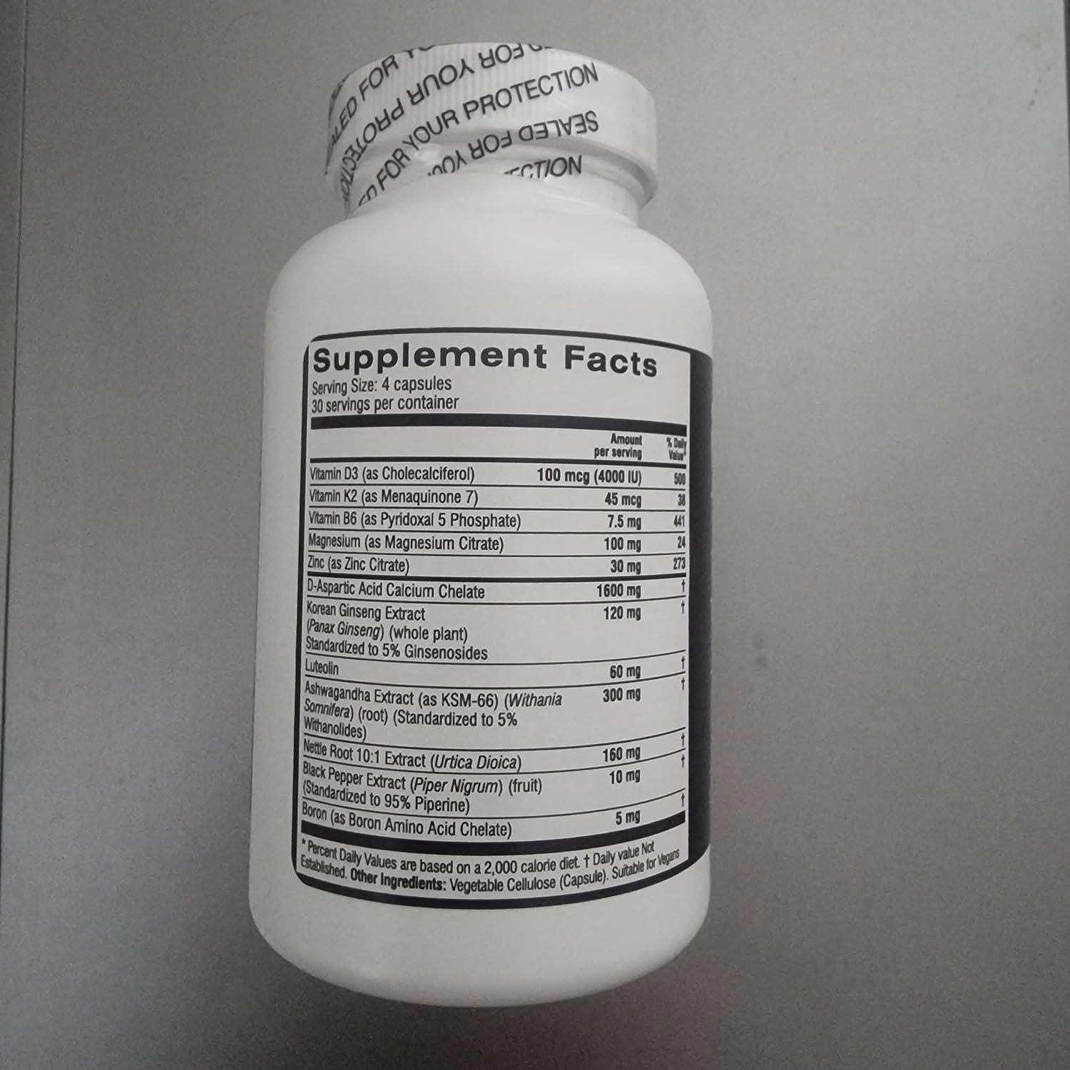Prime Male Testosterone Booster for Men - Zinc & D-Aspartic Acid ...