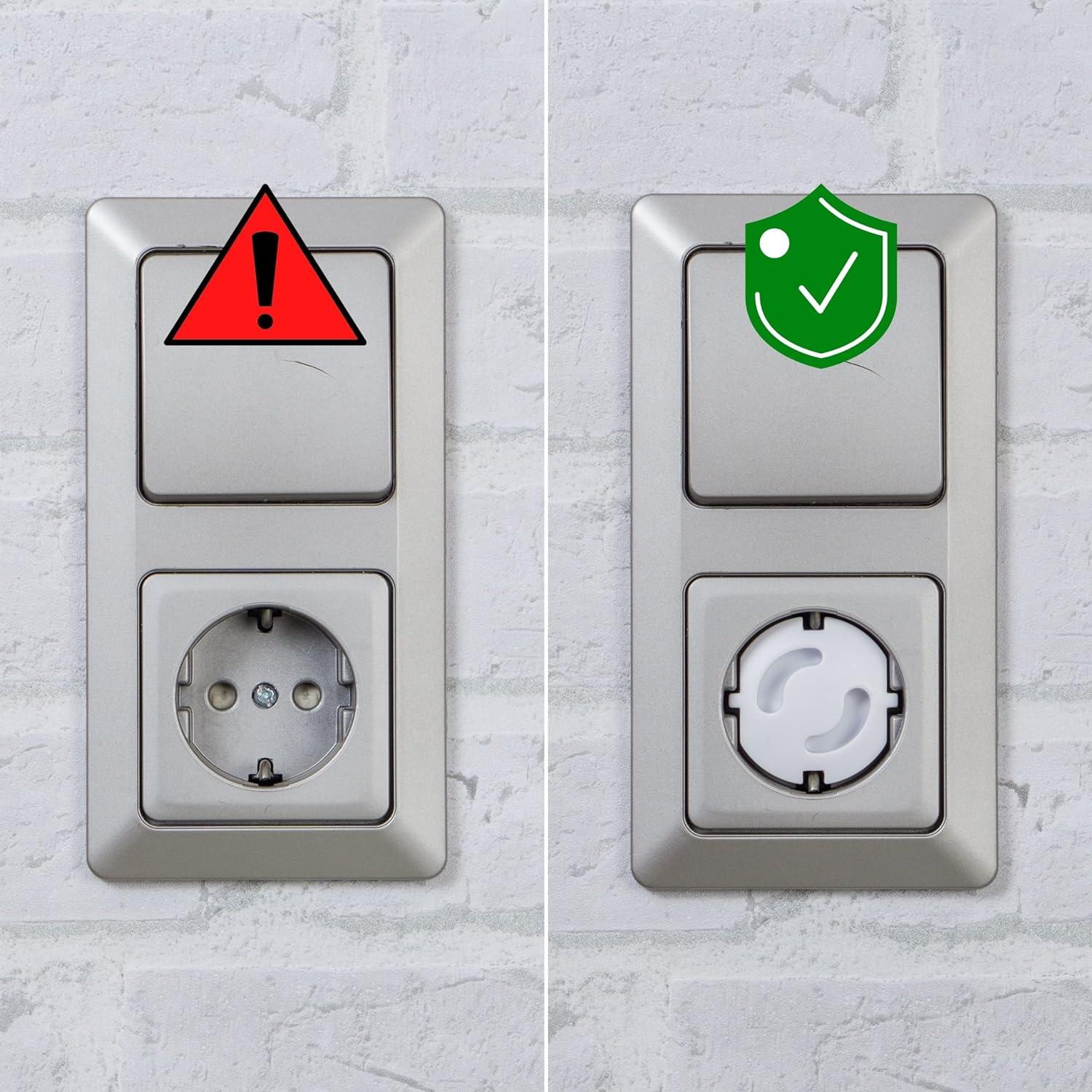 20 Pack Child Safe Socket Covers for Schuko Type F - No Glue White ...