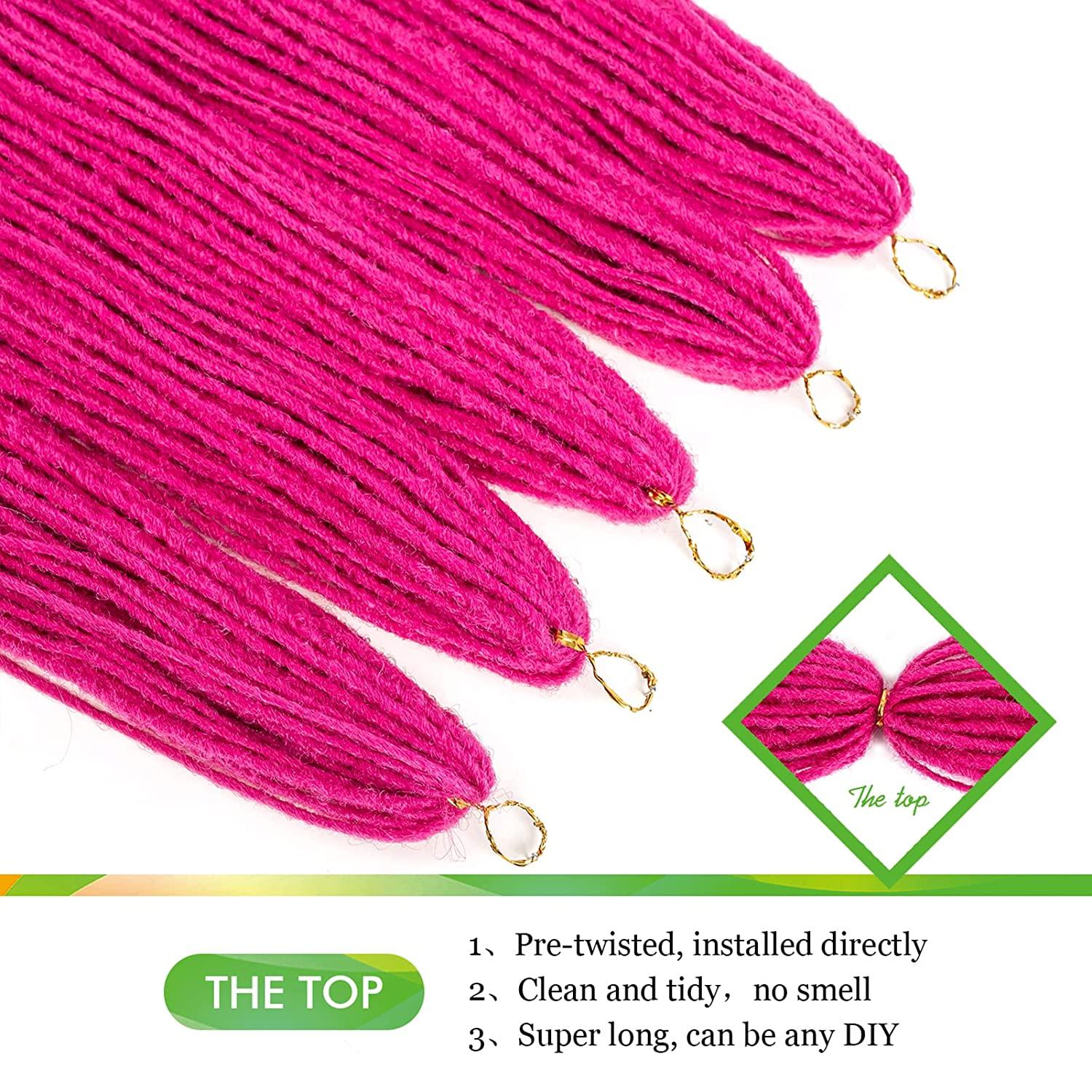 GUOHUI Micro Faux Locs Crochet Hair 36 Inch 5 Packs Dark Pink - DIY ...