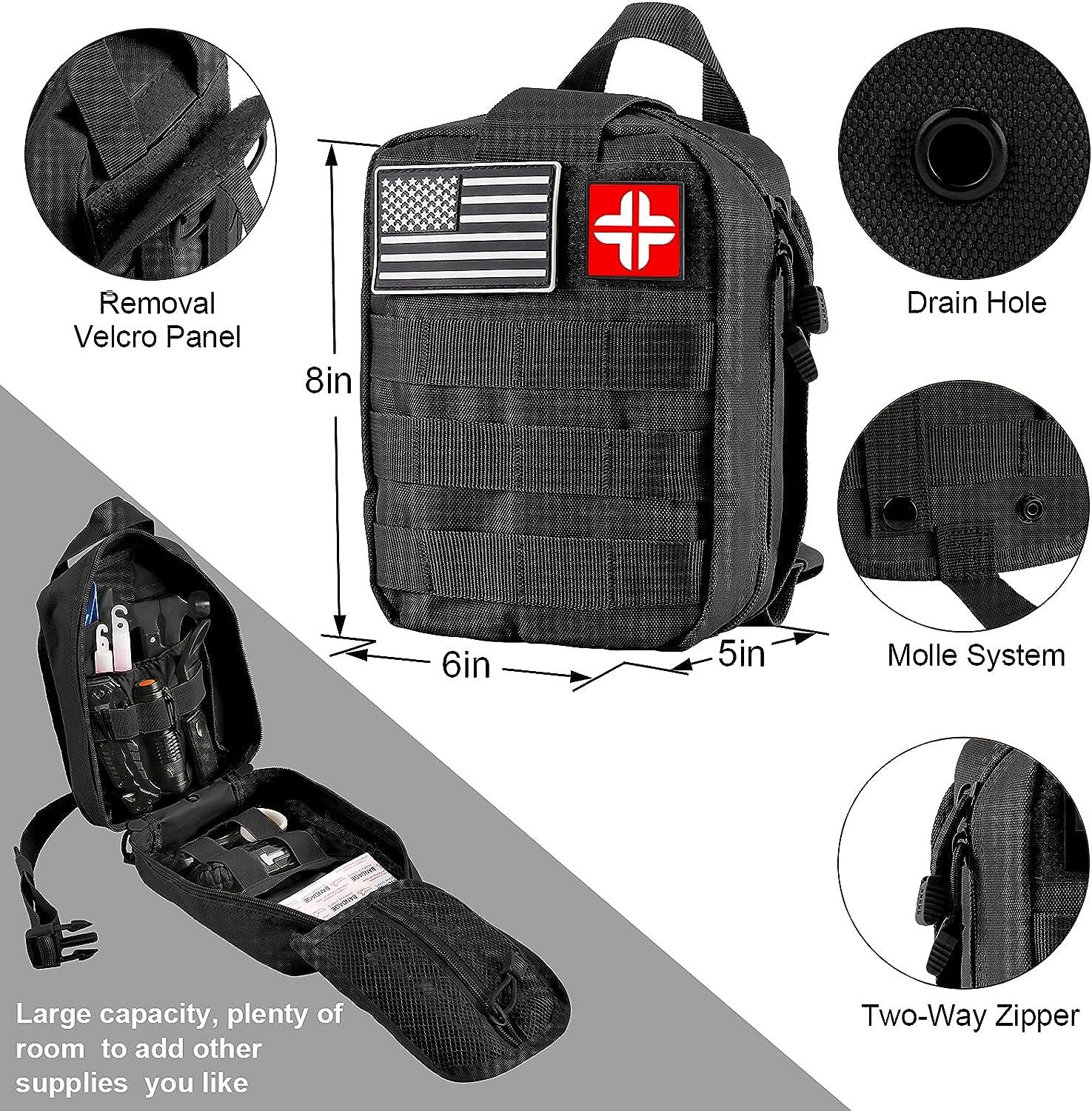 142Pcs Emergency Survival and First Aid Kit with Molle Pouch for Men - Professional Gear for ...