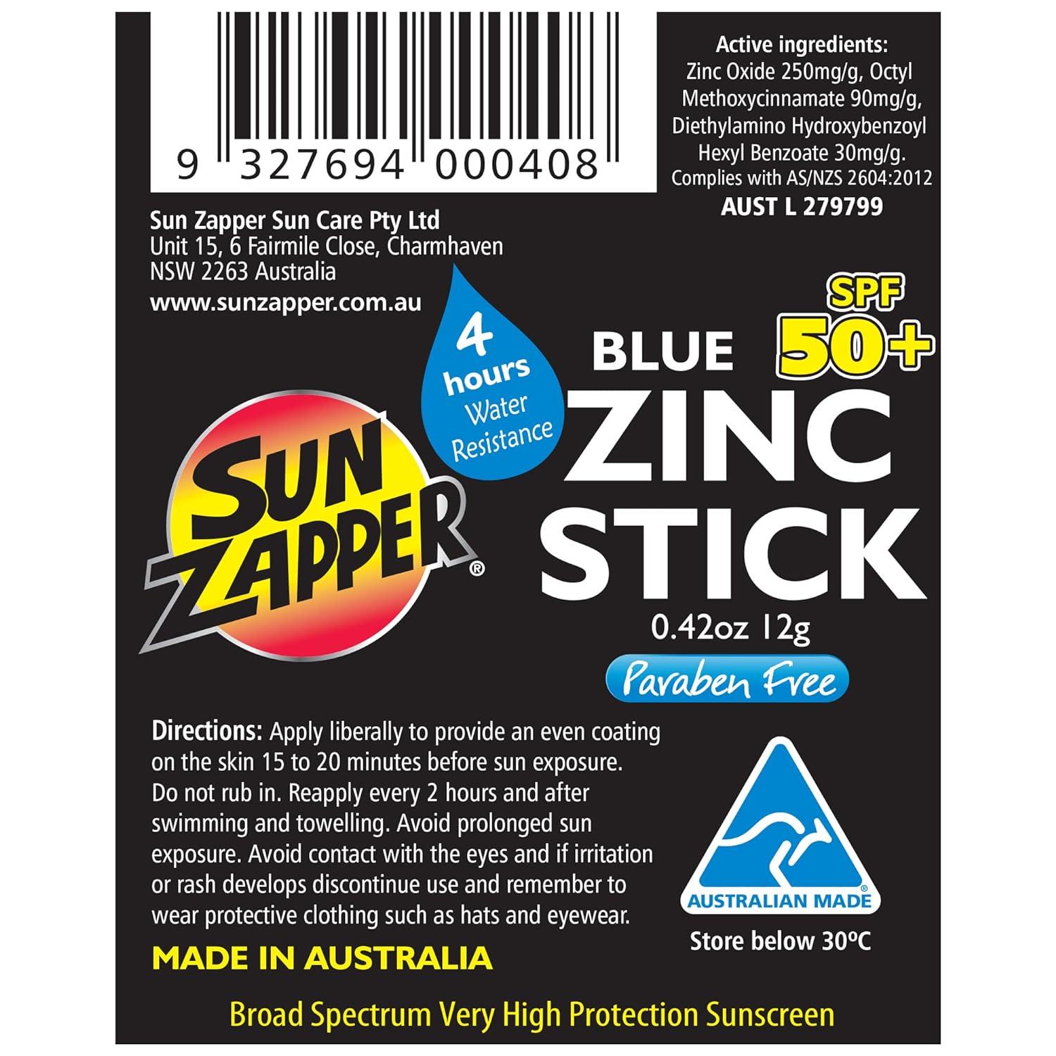 Sun Zapper Zinc Stick SPF 50+ 4-Pack | Mineral Sunscreen for Face ...