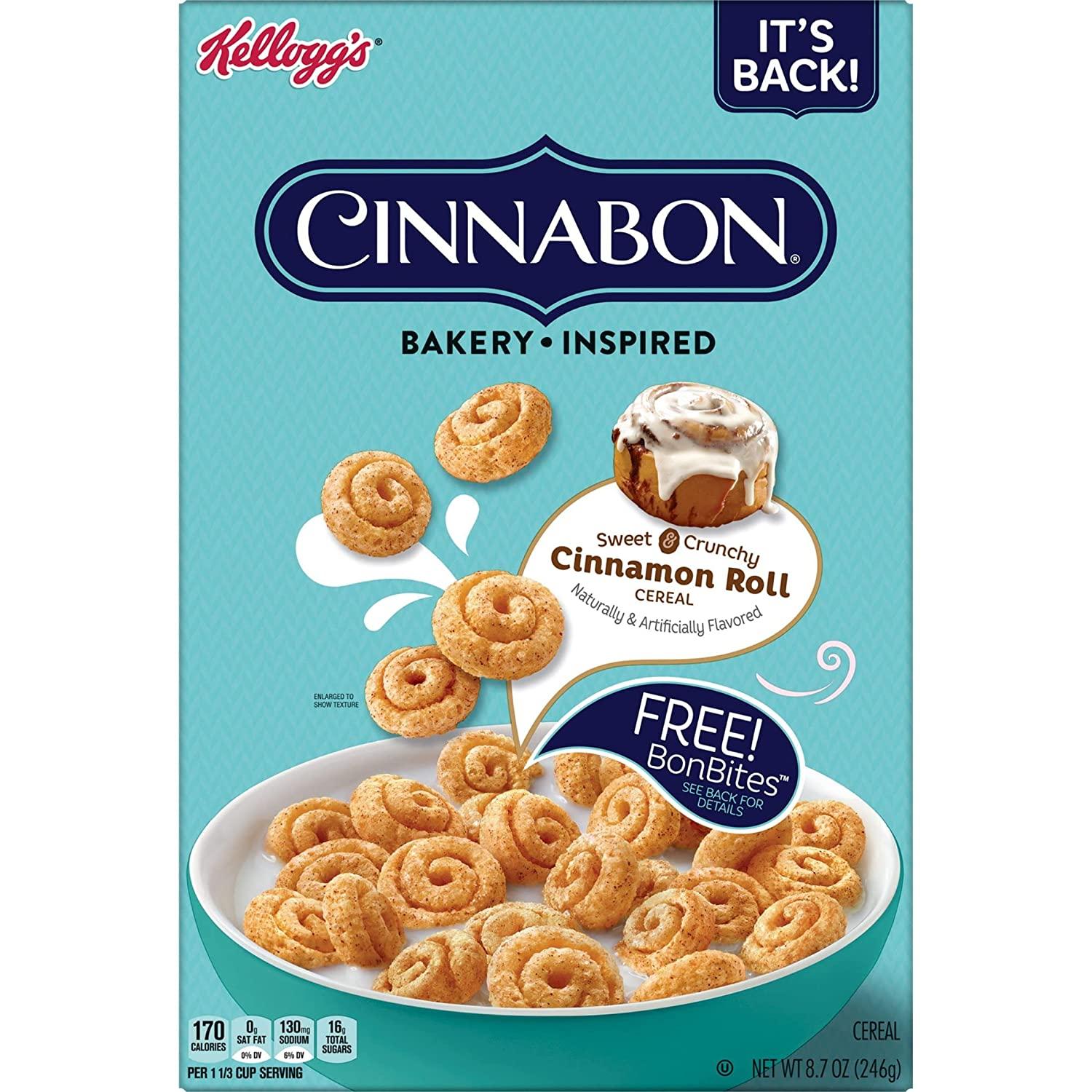 Kelloggs Cinnabon Cold Breakfast Cereal 7 Vitamins and Minerals Kids ...