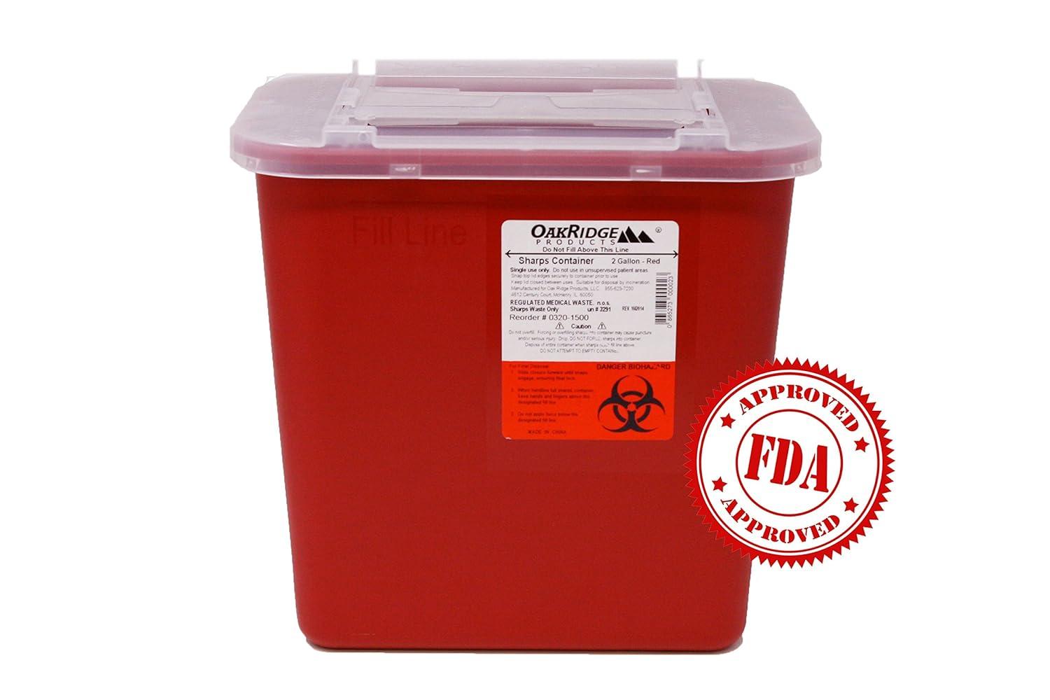 Oakridge 2 Gallon Sharps Disposal Containers - 3 Pack | Large Size ...