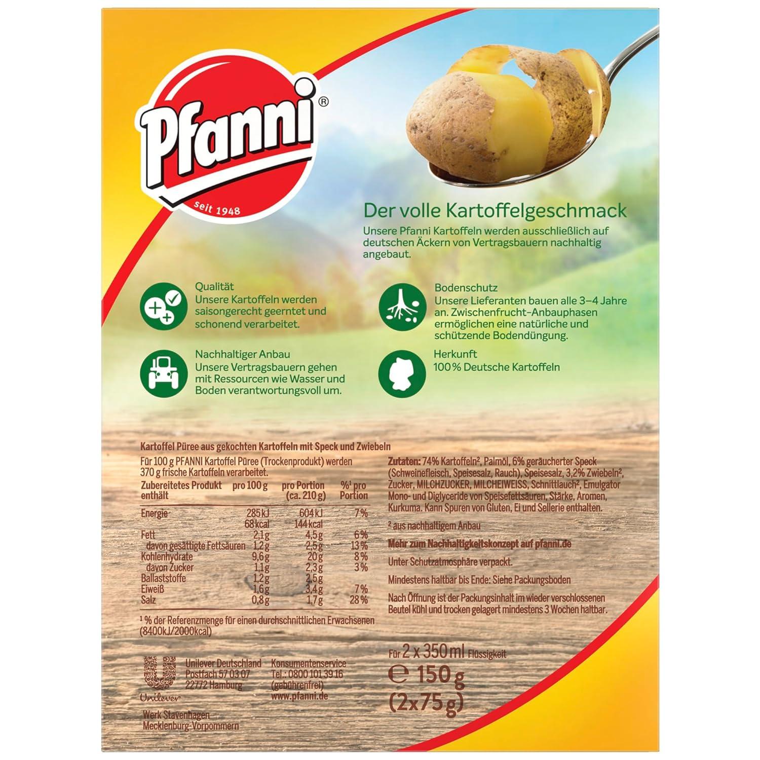 Pfanni Potato Puree with Bacon & Onions - Authentic German 10x150g ...