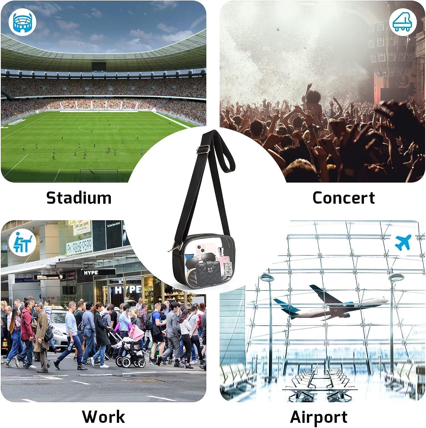 Stadium Approved Clear Crossbody Bag - Black | Ideal for Concerts ...
