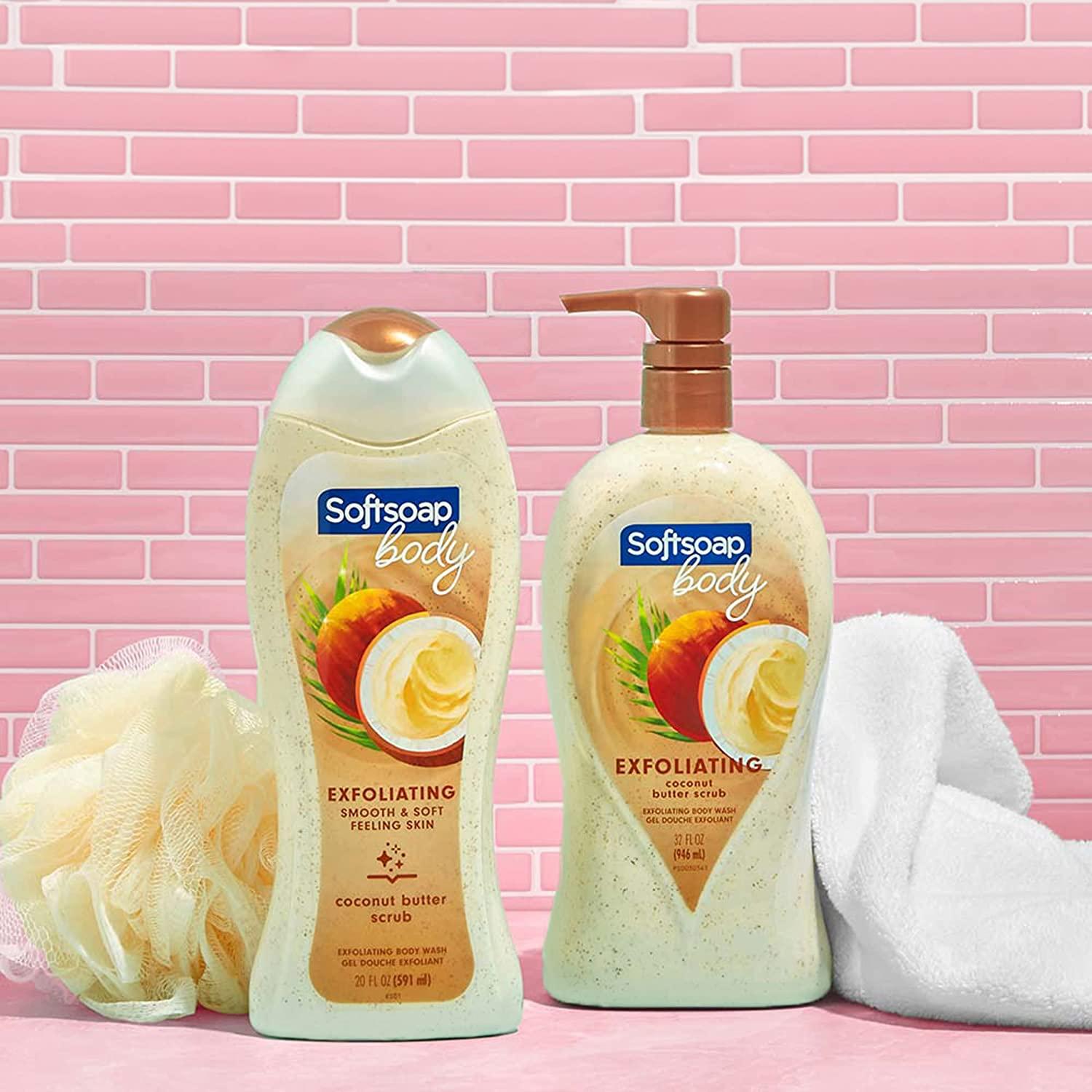 Softsoap Exfoliating Body Wash Pump, Coconut Butter Scrub - 32 Fl Oz ...