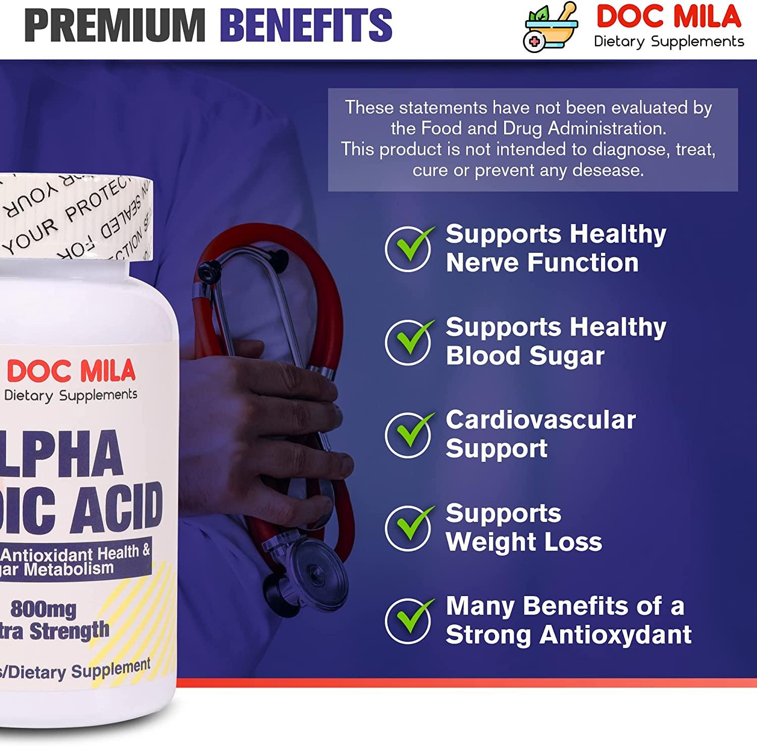 Extra Strength Alpha Lipoic Acid 800mg - 120 Caplets | Gluten Free ...
