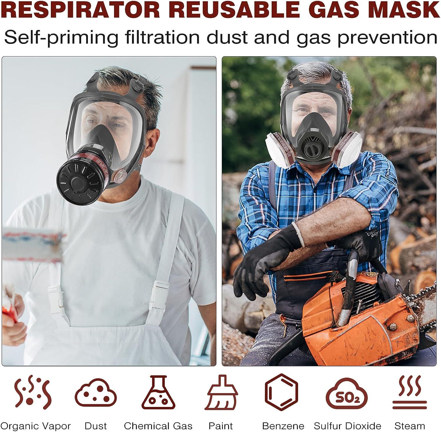 Full Face Gas Mask - Reusable Respirator Gas Masks Survival Nuclear and ...