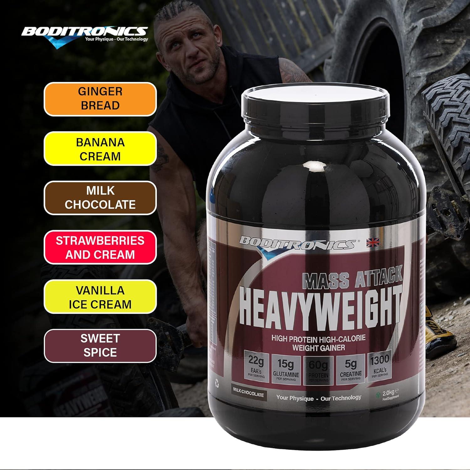 Boditronics Mass Attack Heavyweight Mass Gainer Powder for High Protein ...