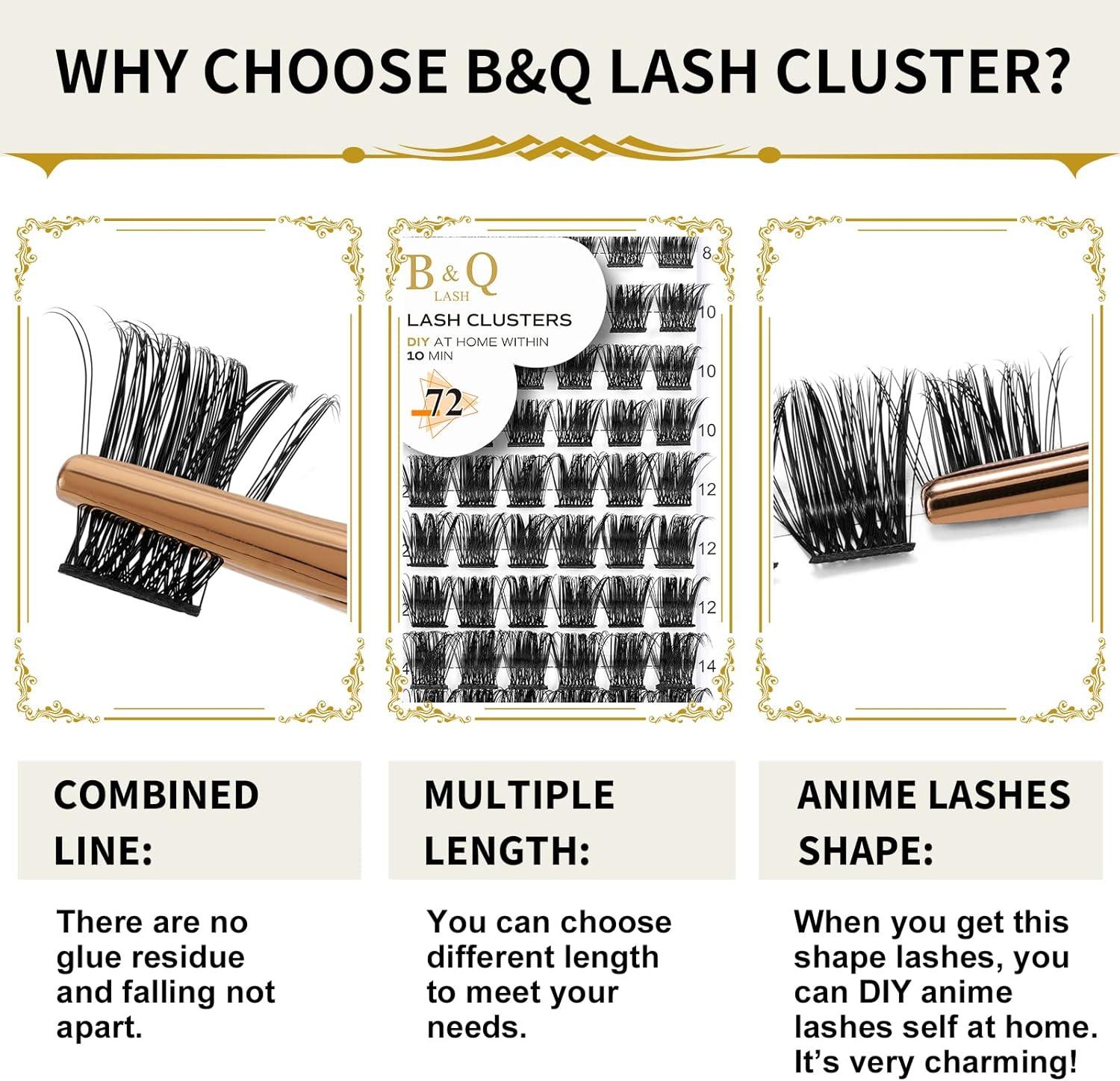72 Cluster D Curl Individual Lash Clusters | DIY Soft Fluffy Eyelash ...