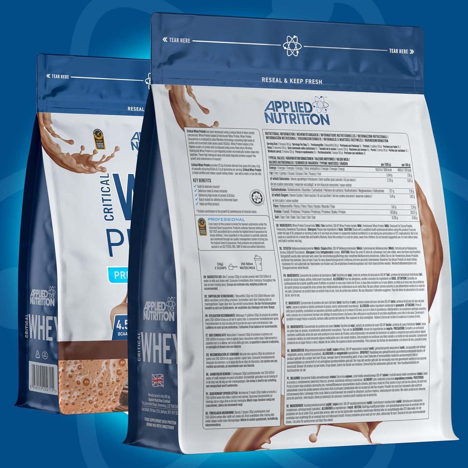 Applied Nutrition Critical Whey Protein Powder 450g - High Protein ...