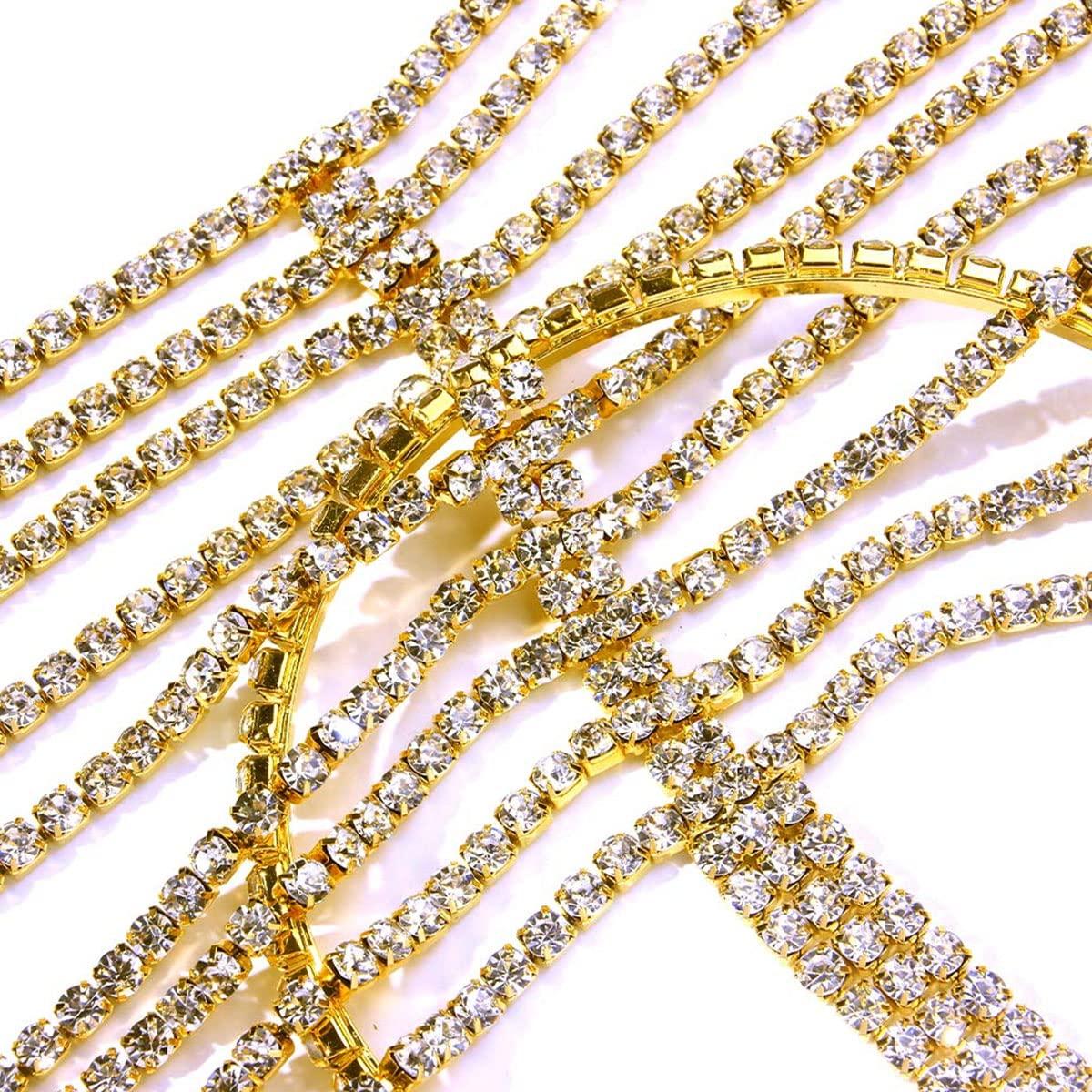 STONEFANS Gold Rhinestone Hair Chain Jewelry for Women - Bridal Wedding ...