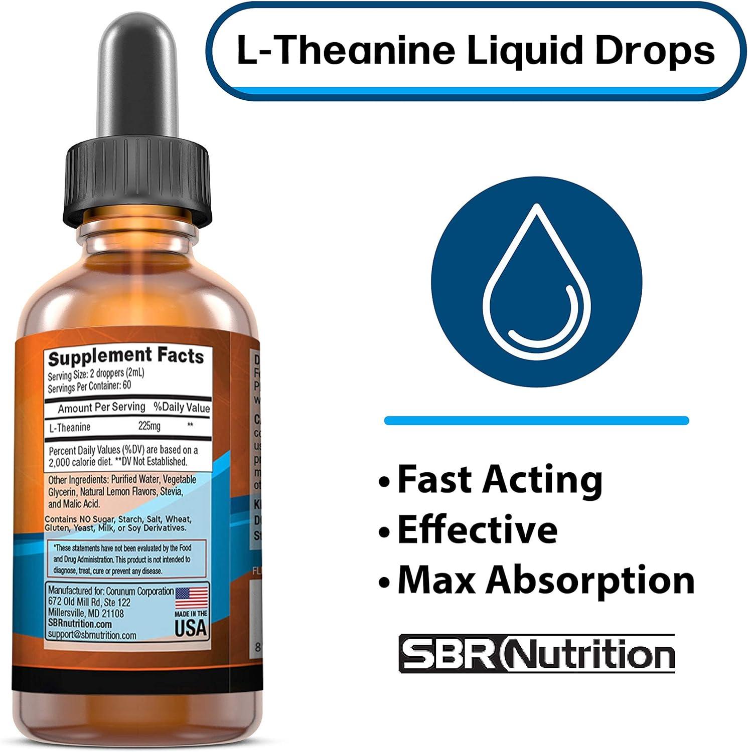 SBR Nutrition MAX Absorption Liquid L-Theanine Drops | All Natural ...