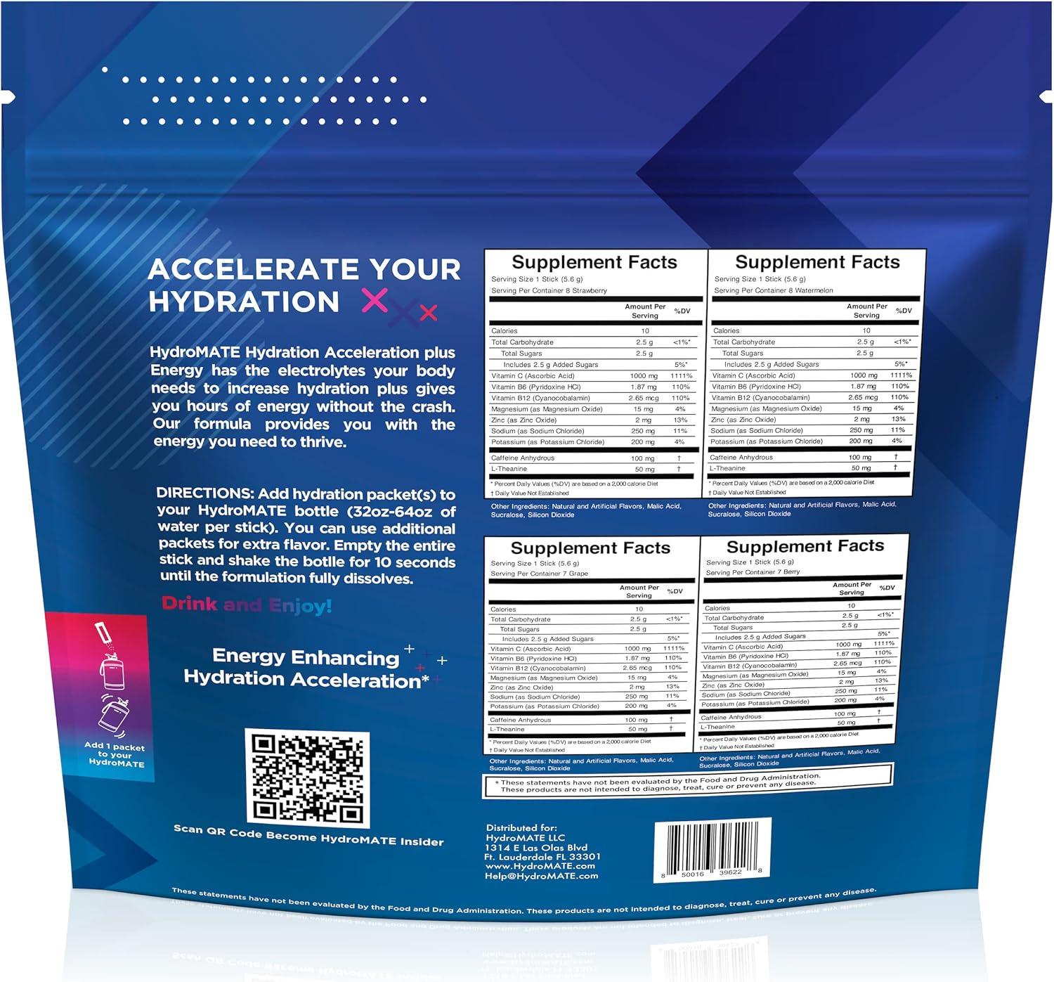 HydroMATE Electrolytes Powder Drink Mix - Low Sugar Hydration ...