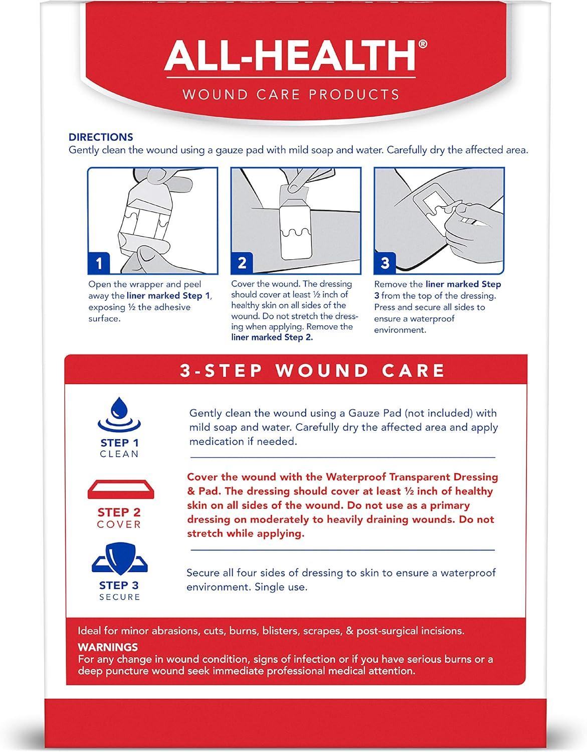 Waterproof Transparent Dressing & Pad 2.375 in X 4 in | 10-Count Wound ...