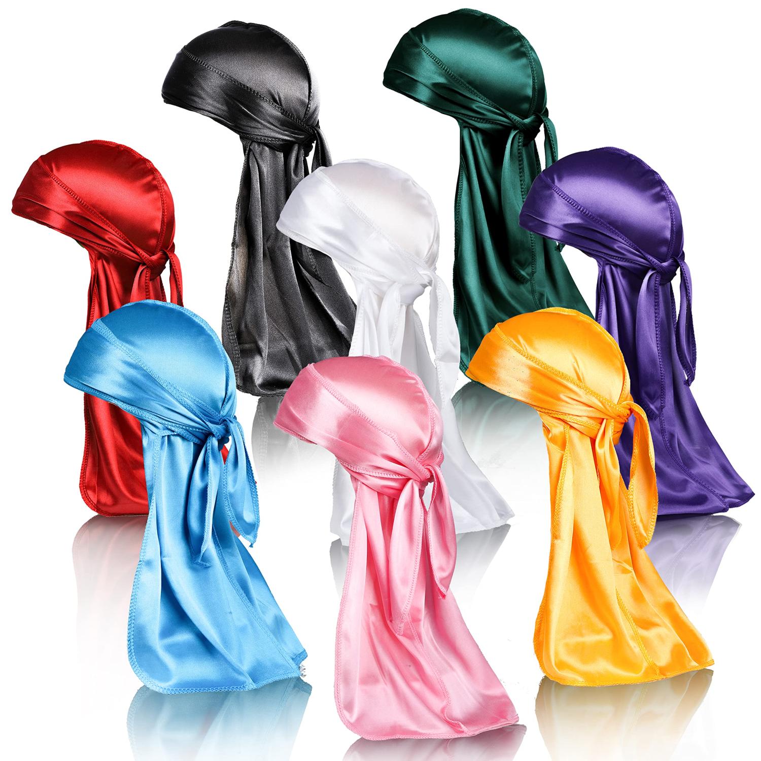 YEZEY 8Pcs Silk Durag Pack for Men and Women - Silky Satin Doo Rags ...