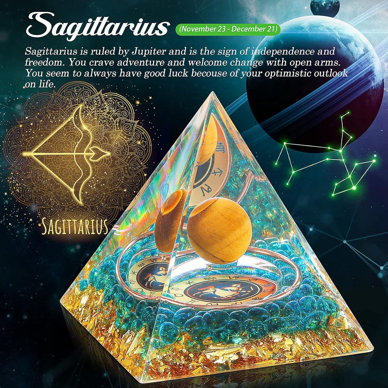 Sagittarius Constellation Orgonite Pyramid with Tiger Eye Stone ...