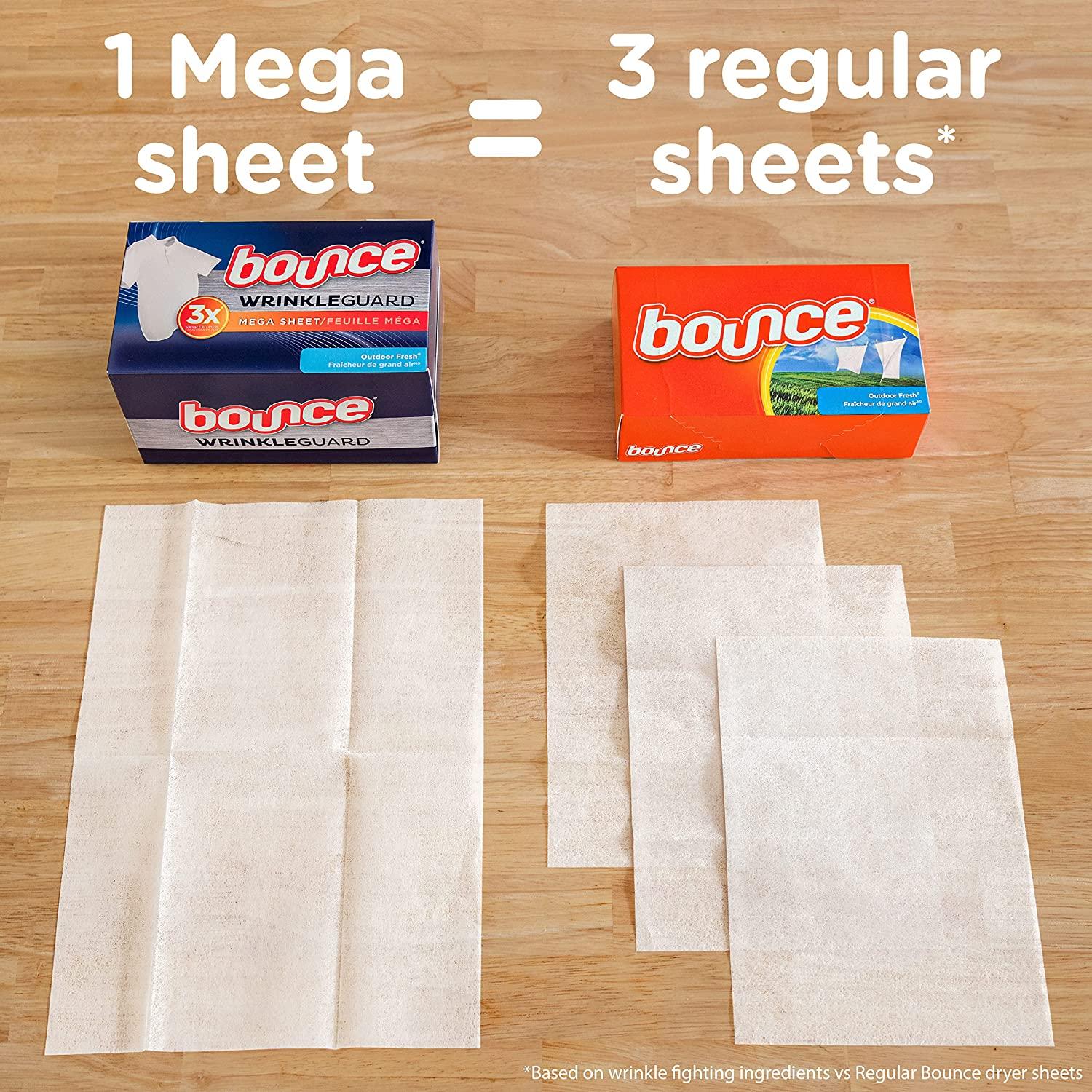 Bounce WrinkleGuard Mega Dryer Sheets - Outdoor Fresh Scent - 120 Count ...