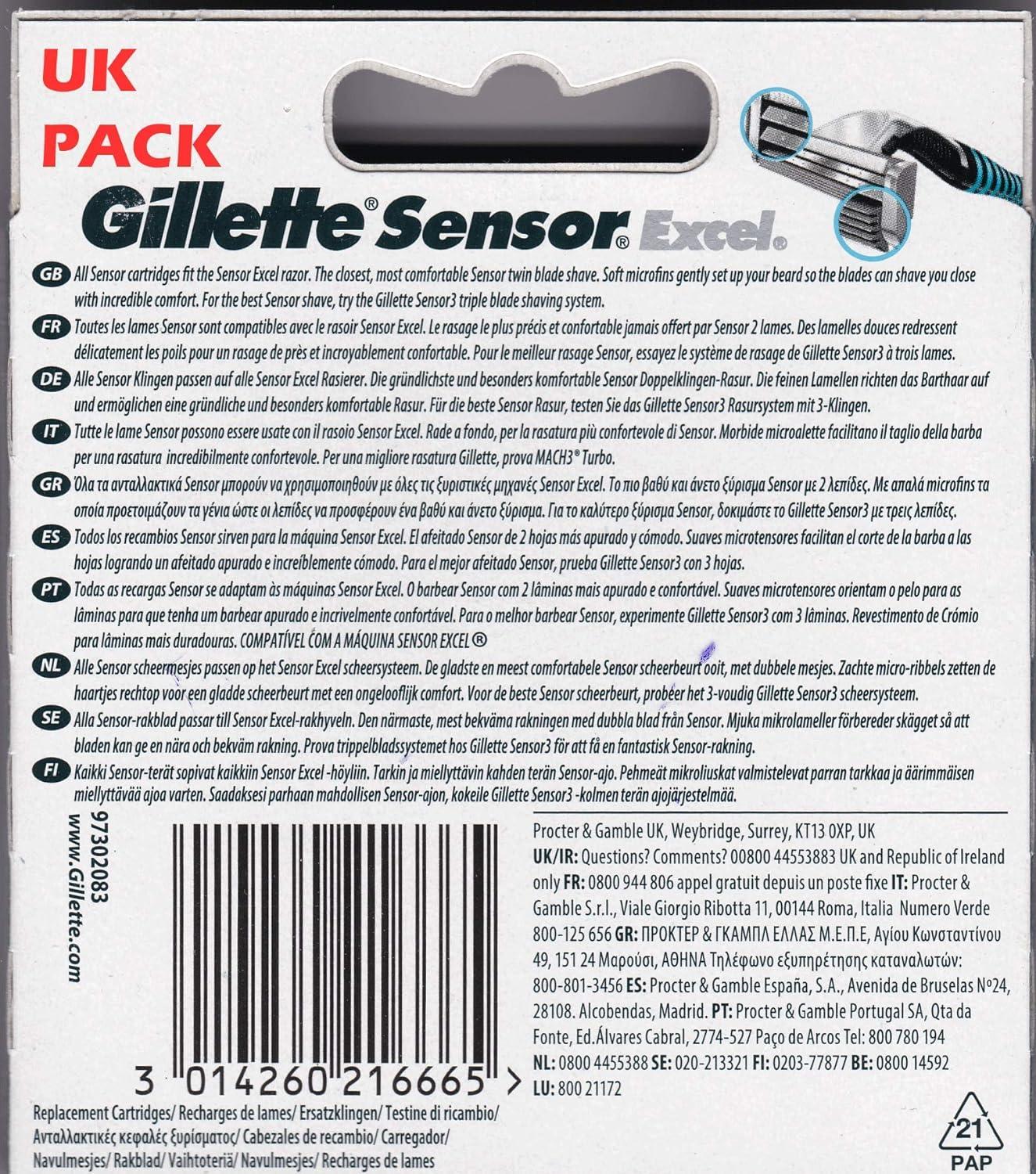 Buy Gillette Sensor Excel Razors - 50 Pieces (5 x 10 Packs ...