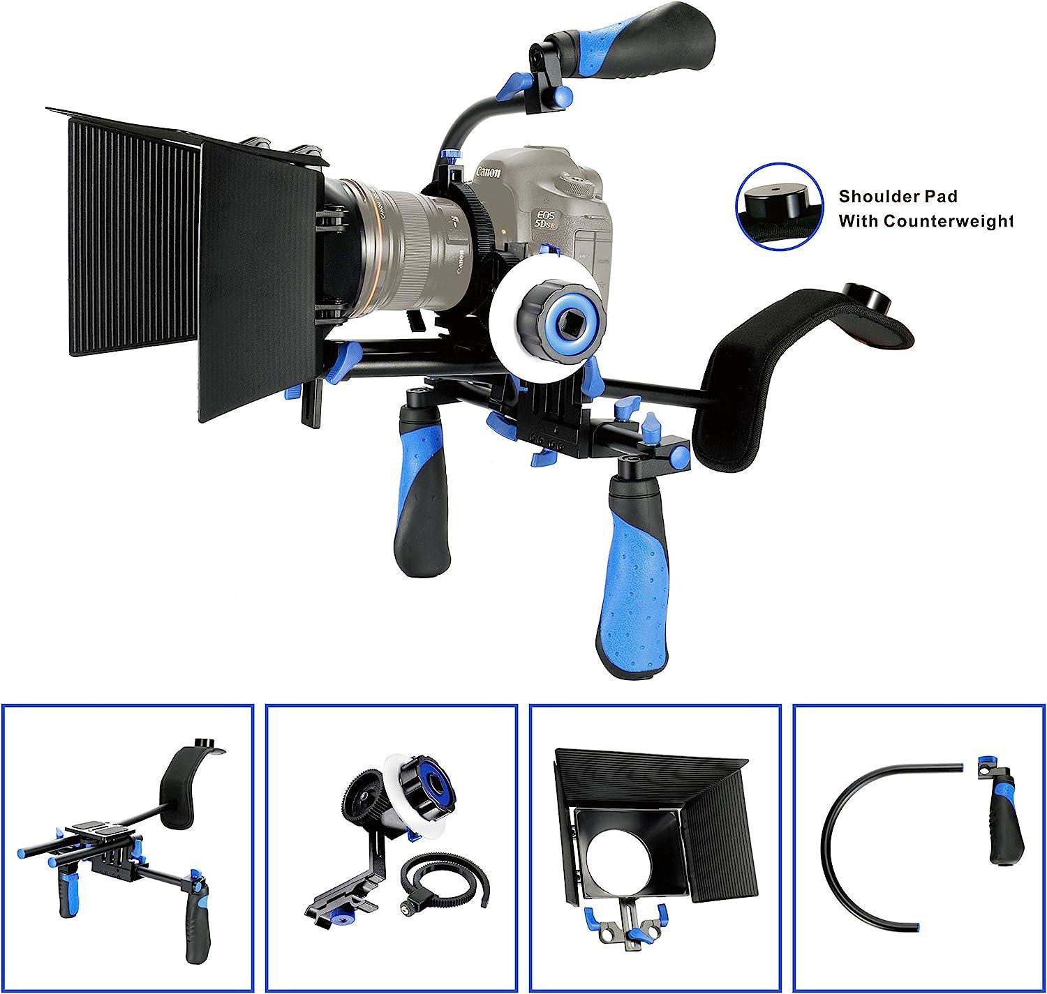 MARSRE DSLR Shoulder Rig Film Making Kit with Follow Focus, Matte Box ...