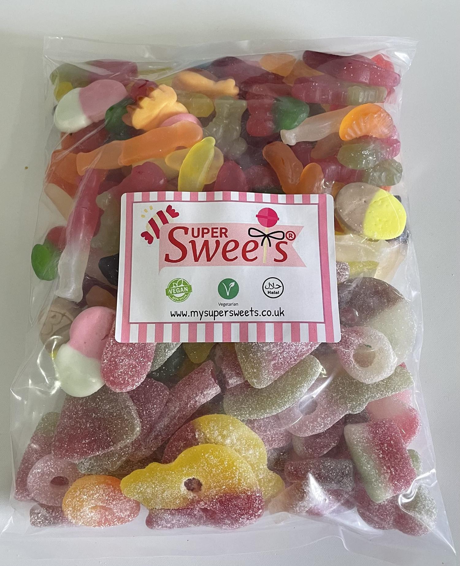 Super Sweets Vegan Sweet Sour and Fizzy Jelly Sweet Assortment 500g ...
