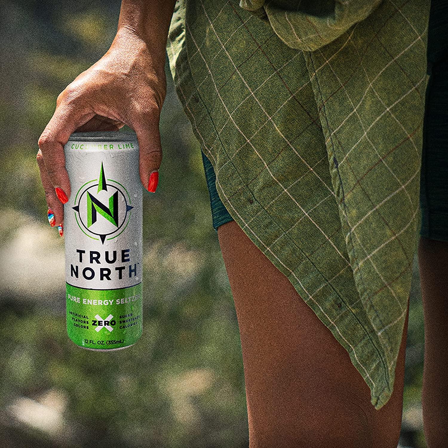 True North Pure Energy Seltzer, Cucumber Lime, 12 Fl Oz, Pack of 12