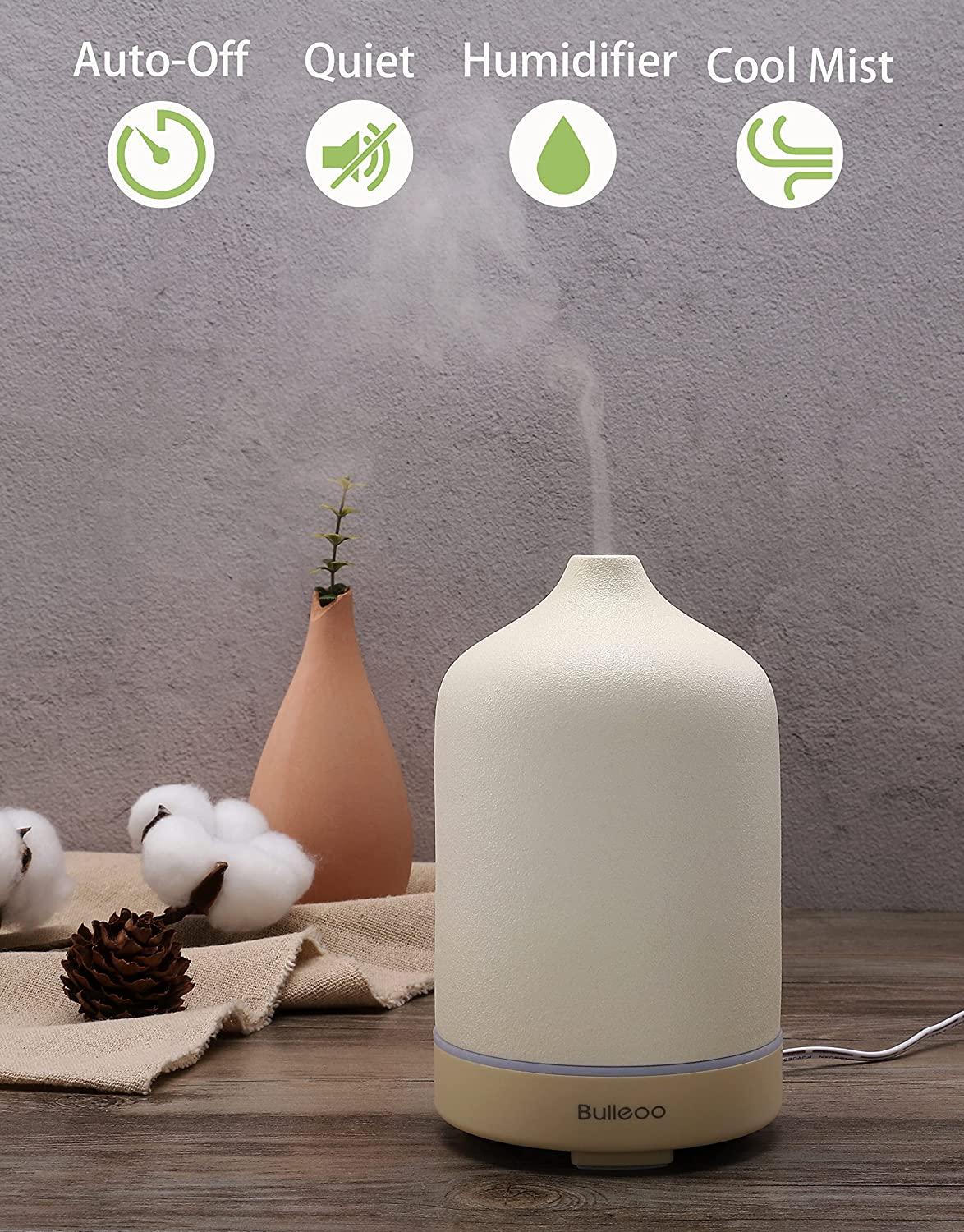 BULLEOO Nature Ceramic Essential Oil Diffuser - Ultrasonic Aromatherapy ...