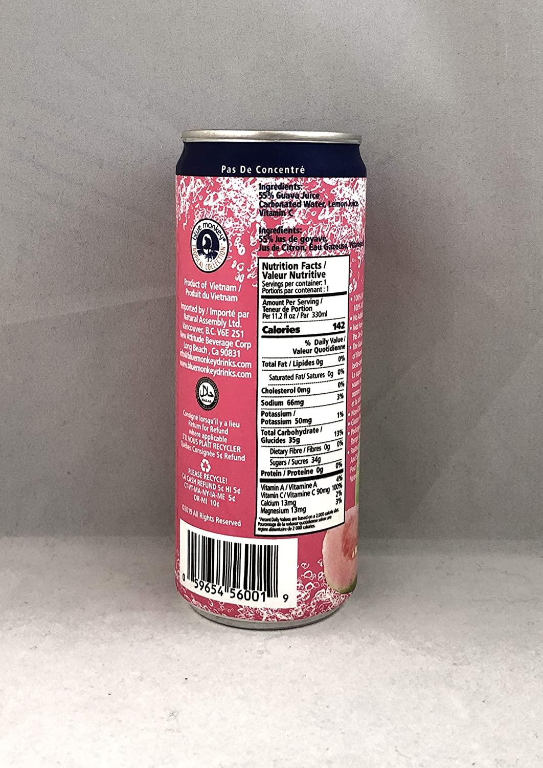 Blue Monkey Sparkling Guava Juice 11.16 Fl Oz 12-Pack - 55% Juice ...