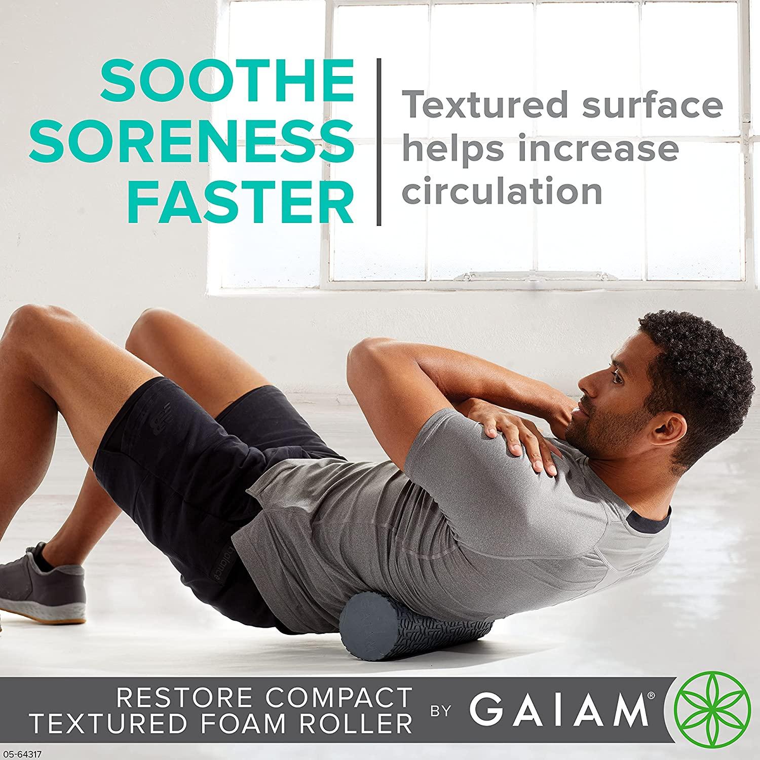 Gaiam Restore Compact Textured Foam Roller - 12L X 4 Diameter Massager ...