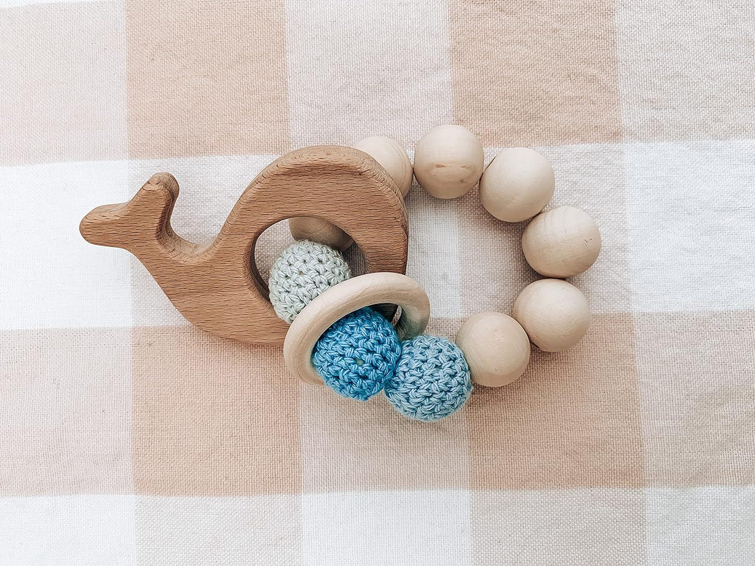 Natural Wooden Teether Bracelet - Turtle Design | Eco-Friendly Baby ...
