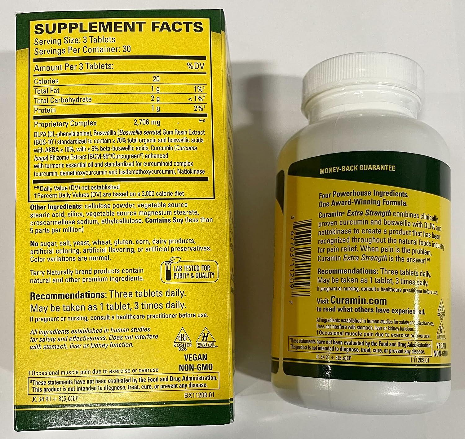 Terry Naturally Curamin Extra Strength - 90 Tablets - Pain Relief ...