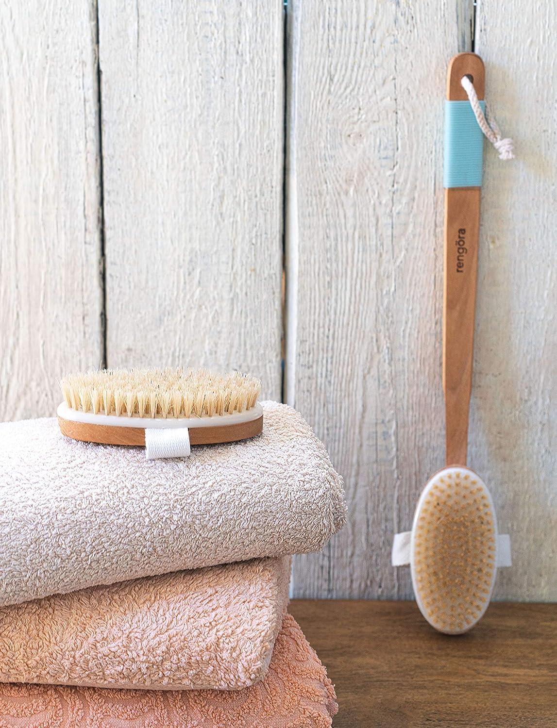 Long Handled 18 Dry Body Brush Back Scrubber with Detachable Natural ...