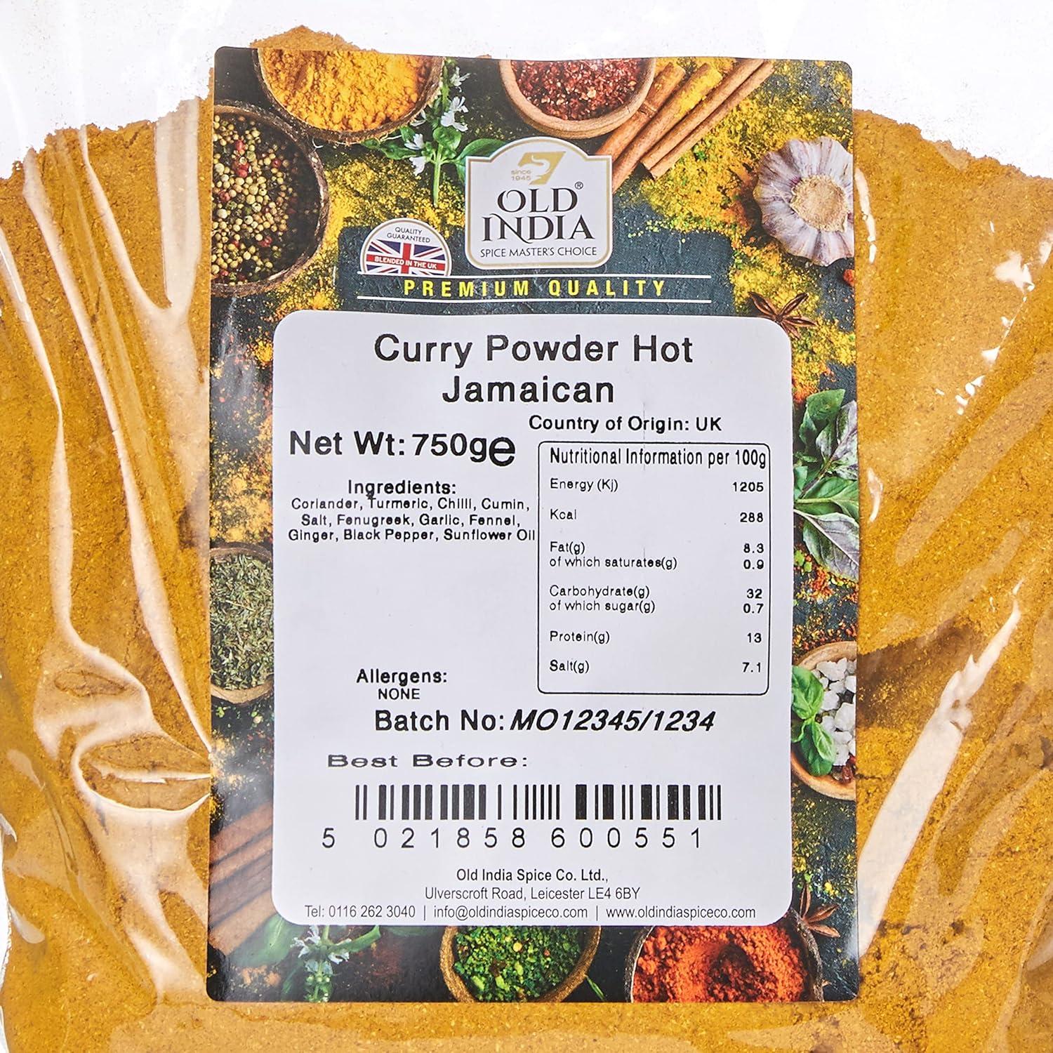 Old India Hot Jamaican Curry Powder 750g - Authentic Spice Blend (Pack ...